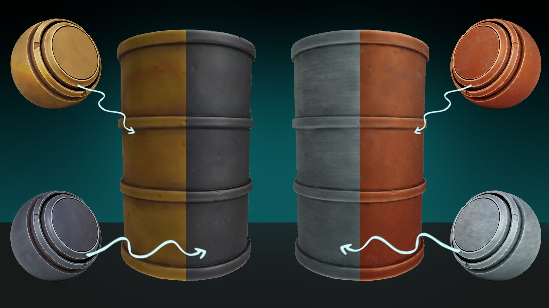 ArtStation - 16 Stylized Metal Smart Material Vol 02 | Game Assets