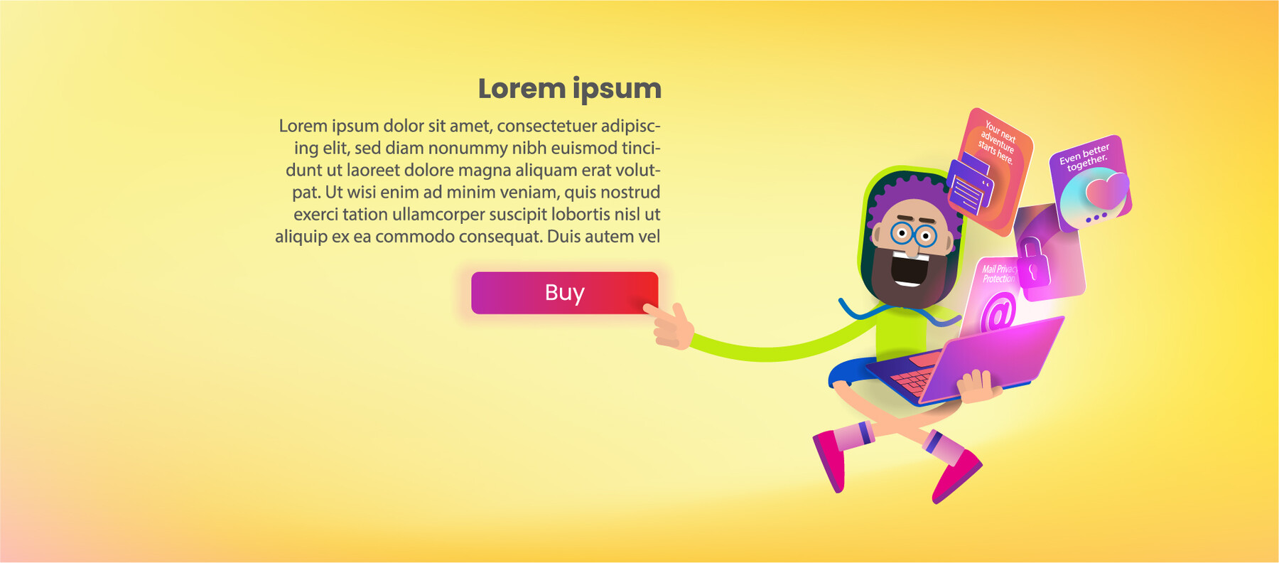 ArtStation - A cartoon man with glasses and a laptop presses the buy ...
