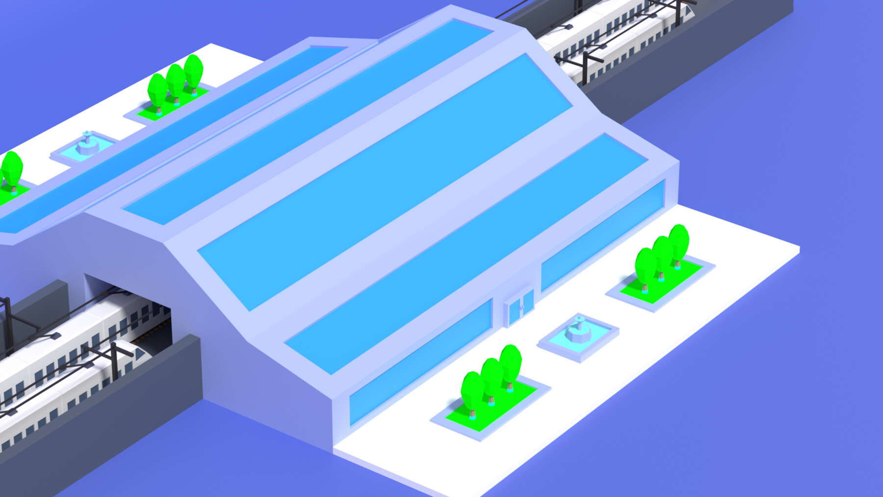 ArtStation - Cartoon High Speed Railway Station 3D model | Resources