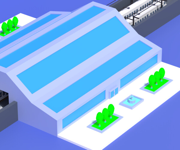 ArtStation - Cartoon High Speed Railway Station 3D model | Resources
