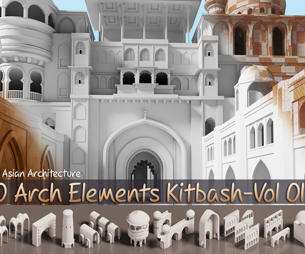 ArtStation - 50 Architecture Elements KitBash | Resources