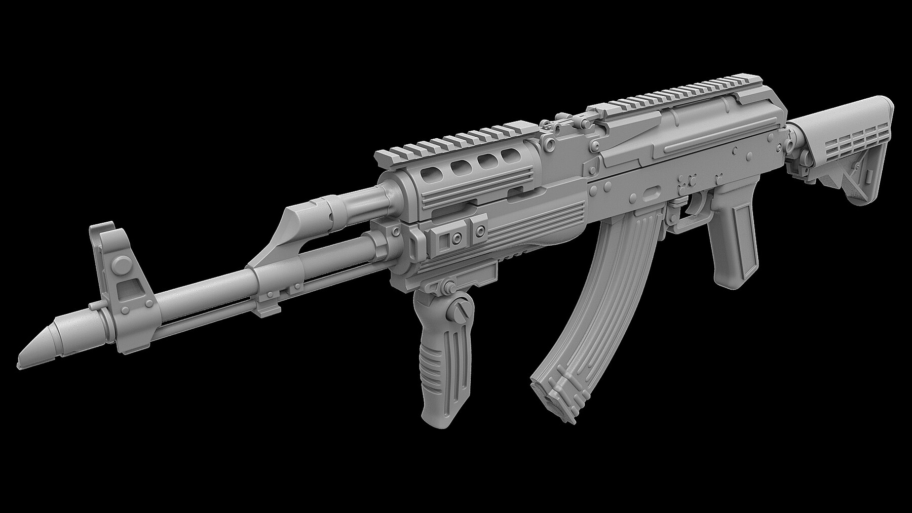 ArtStation - Ak 47 Tactical RIS m4 stock | Resources