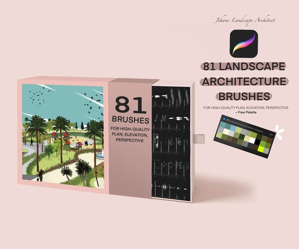ArtStation - 81 Landscape Architecture Procreate brushes set | Brushes