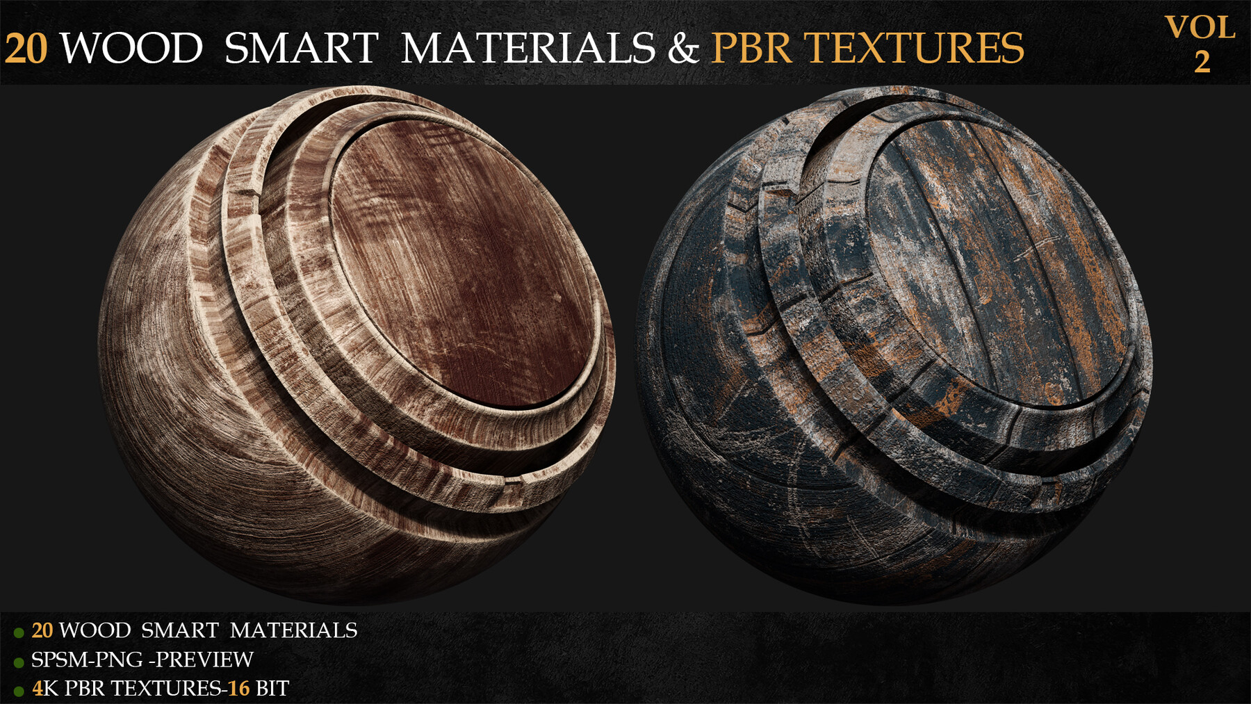ArtStation - 20 WOOD SMART MATERIALS & PBR TEXTURES-VOL 2 | Game Assets