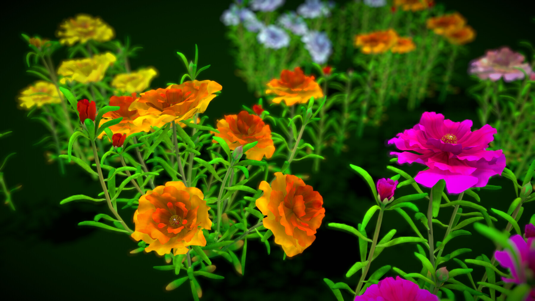 ArtStation - Flower Moss Rose | Game Assets