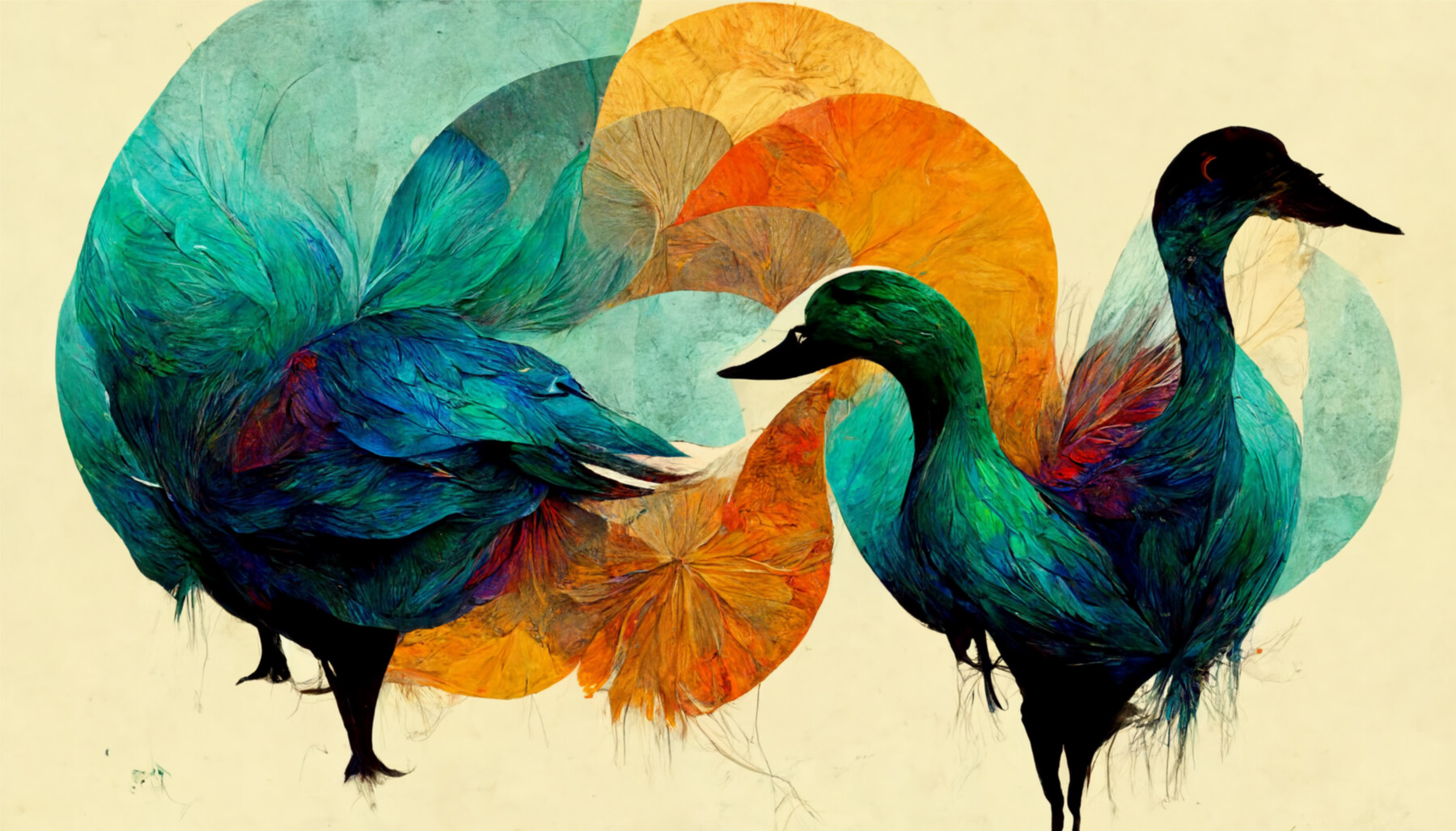 ArtStation - Peacock and Swan Art Multi-colored art work | Artworks