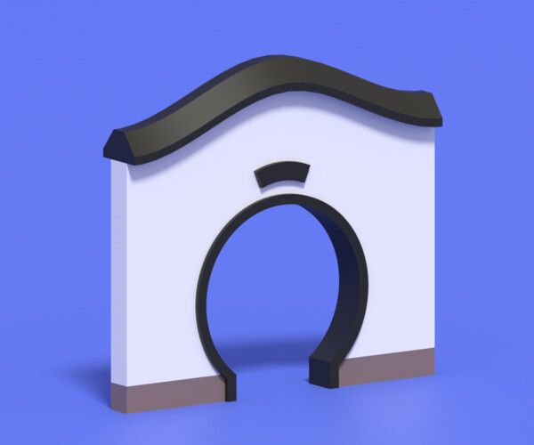 ArtStation - Cartoon Chinese Garden Gate 3d model | Resources