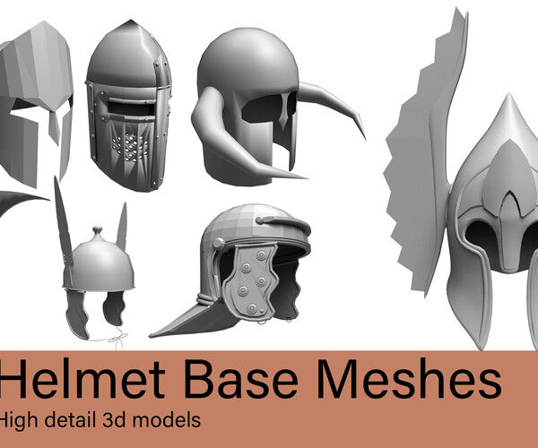ArtStation - 12 Helmet Base Meshes- 3d models-max.fbx.obj | Resources