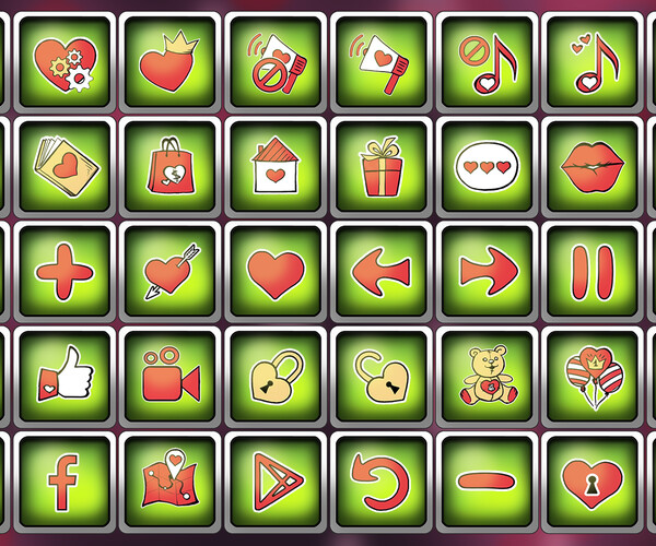 ArtStation - Lovely Pink UI and Icons | Game Assets