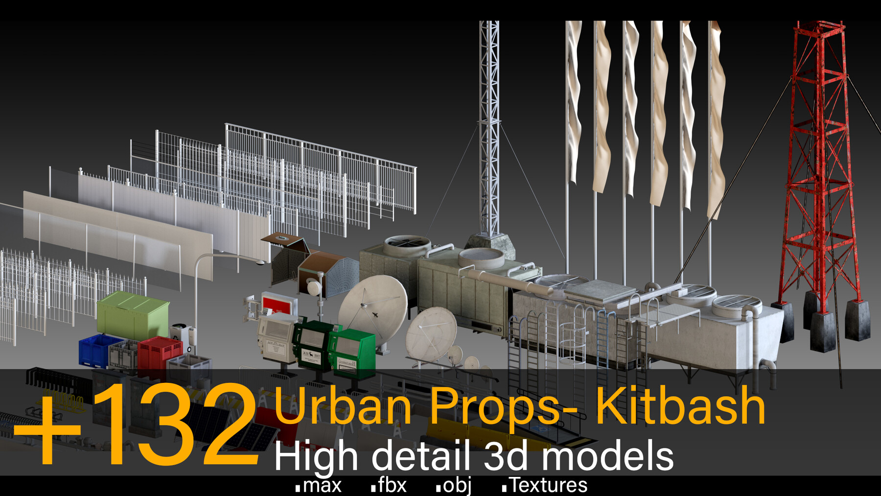 ArtStation - +132 Urban Props- Kitbash- High detail 3d models | Resources