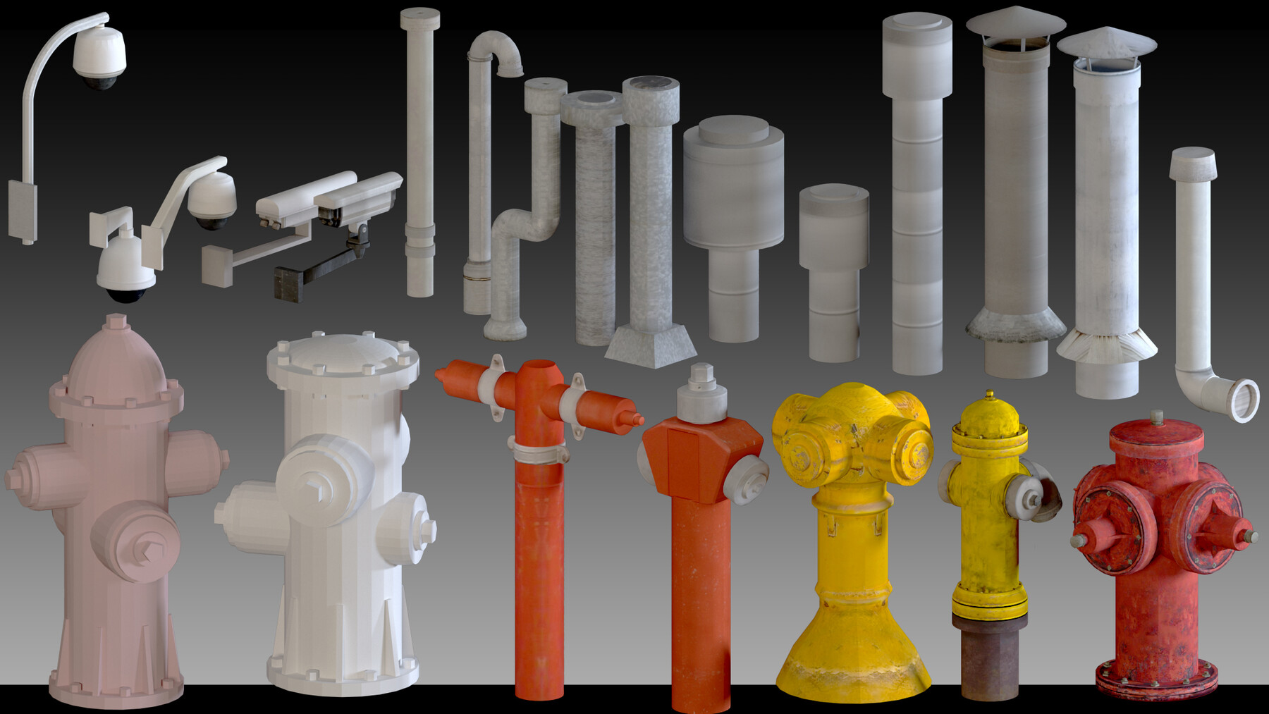 ArtStation - +132 Urban Props- Kitbash- High detail 3d models | Resources