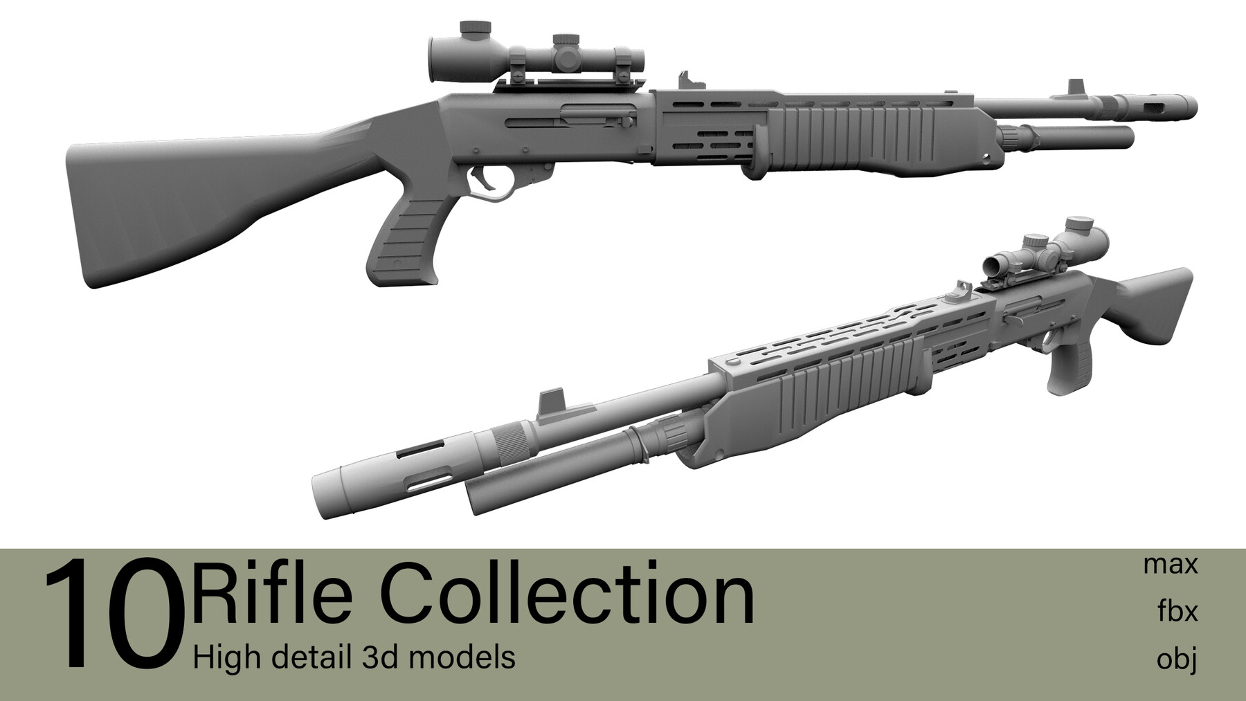 ArtStation - 10 Rifle Collection 3d models-max.fbx.obj | Resources