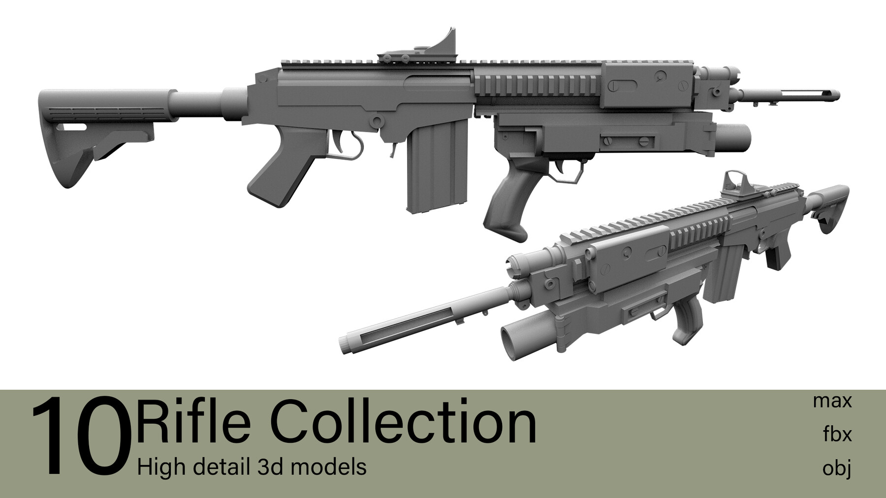 ArtStation - 10 Rifle Collection 3d models-max.fbx.obj | Resources