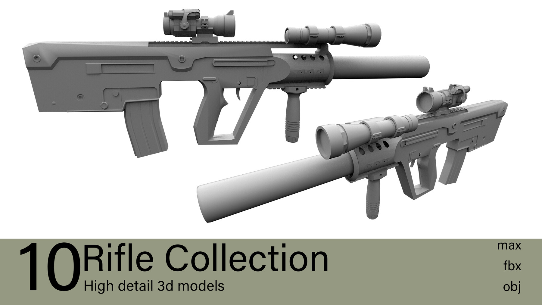 ArtStation - 10 Rifle Collection 3d models-max.fbx.obj | Resources