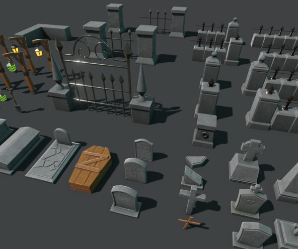 ArtStation - Stylized 3D Cemetery Graveyard Pack Low-poly | Game Assets