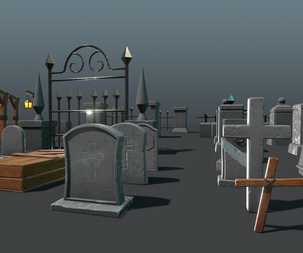 ArtStation - Stylized 3D Cemetery Graveyard Pack Low-poly | Game Assets