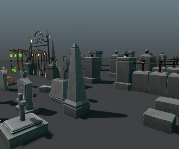 ArtStation - Stylized 3D Cemetery Graveyard Pack Low-poly | Game Assets