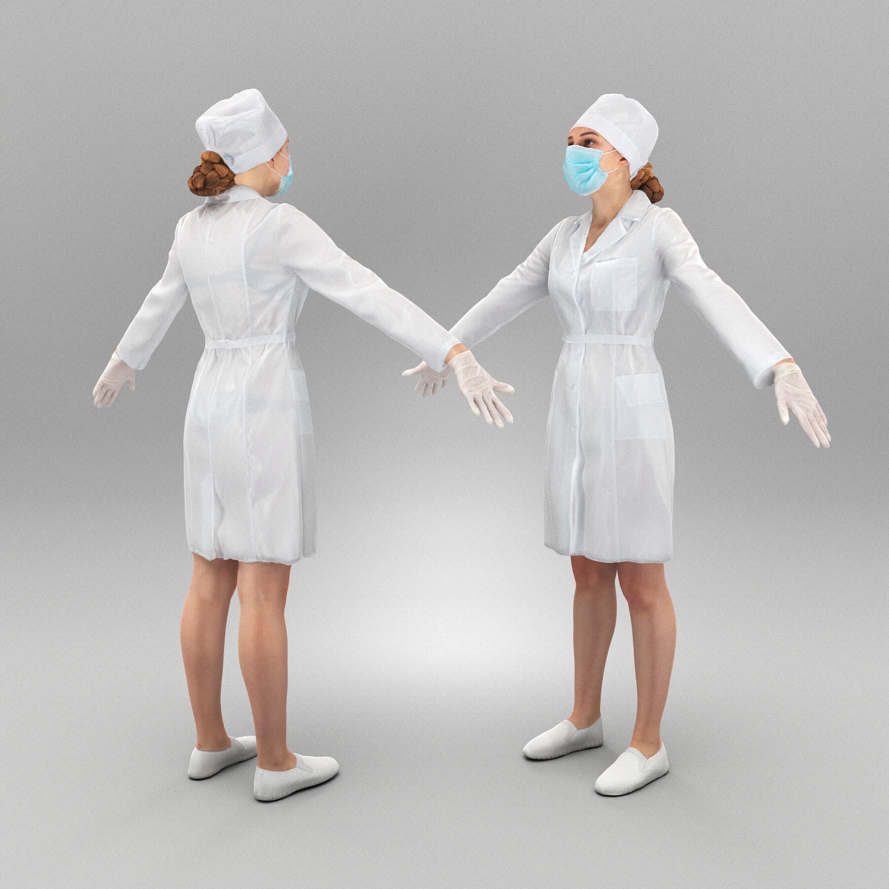 ArtStation - Nurse with mask and gloves ready for animation 369 | Game ...