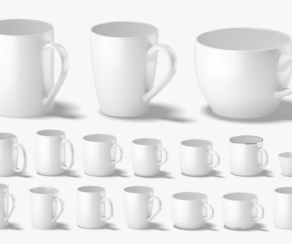 ArtStation - 18 Ceramic Mugs Shapes - white cups different forms and ...