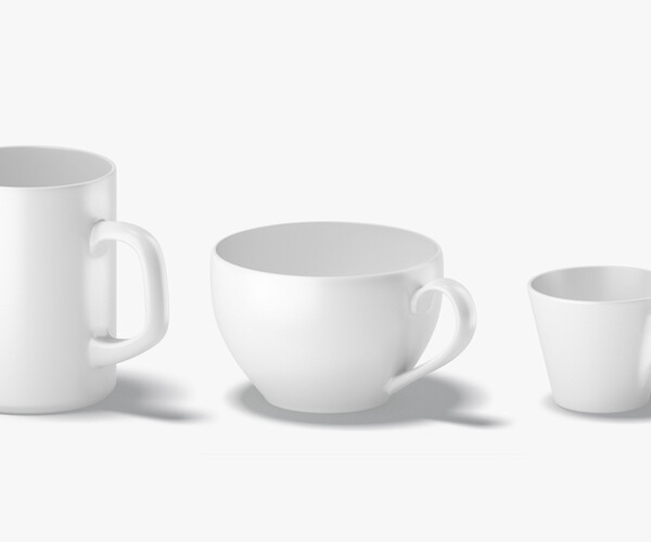 ArtStation - 18 Ceramic Mugs Shapes - white cups different forms and ...