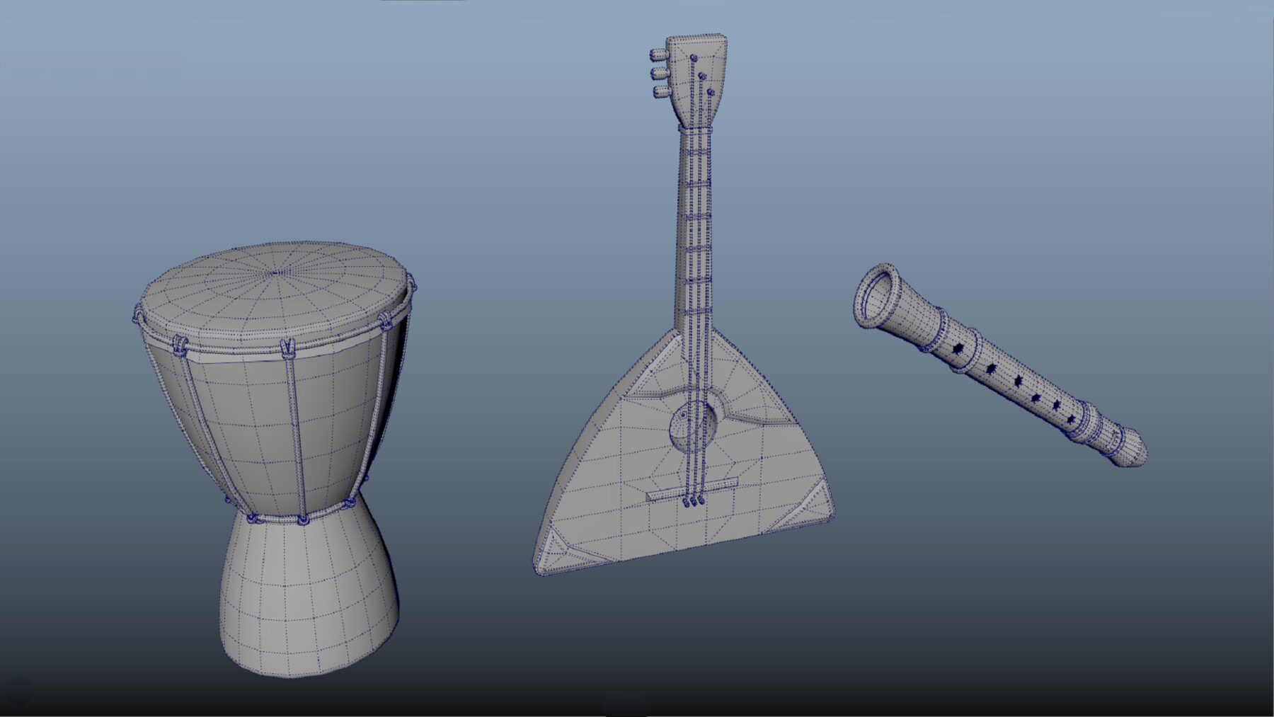 ArtStation - Musical instruments drum flute balalaika PBR game ready ...