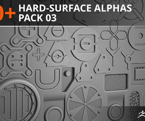 ArtStation - 100+ Hard-Surface Alphas - Pack 03 | Brushes