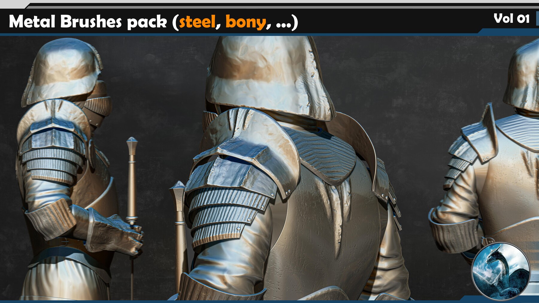 ArtStation - Metal Brushes (steel, bony, ...) Vol 01 | Brushes