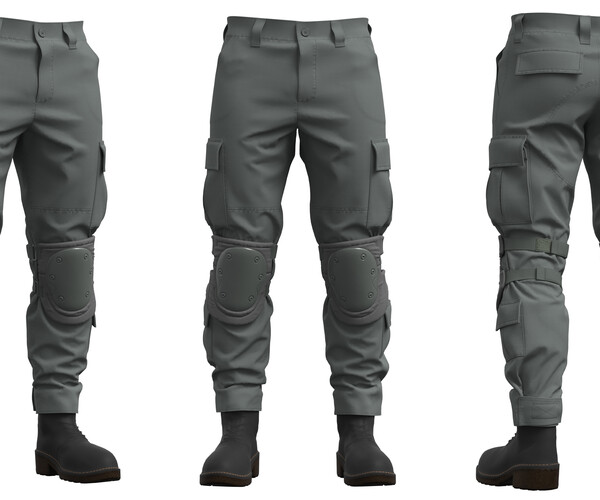 Artstation Military Tactical Combat Pants And Knee Pad Marvelous Designer Clo 3d Project