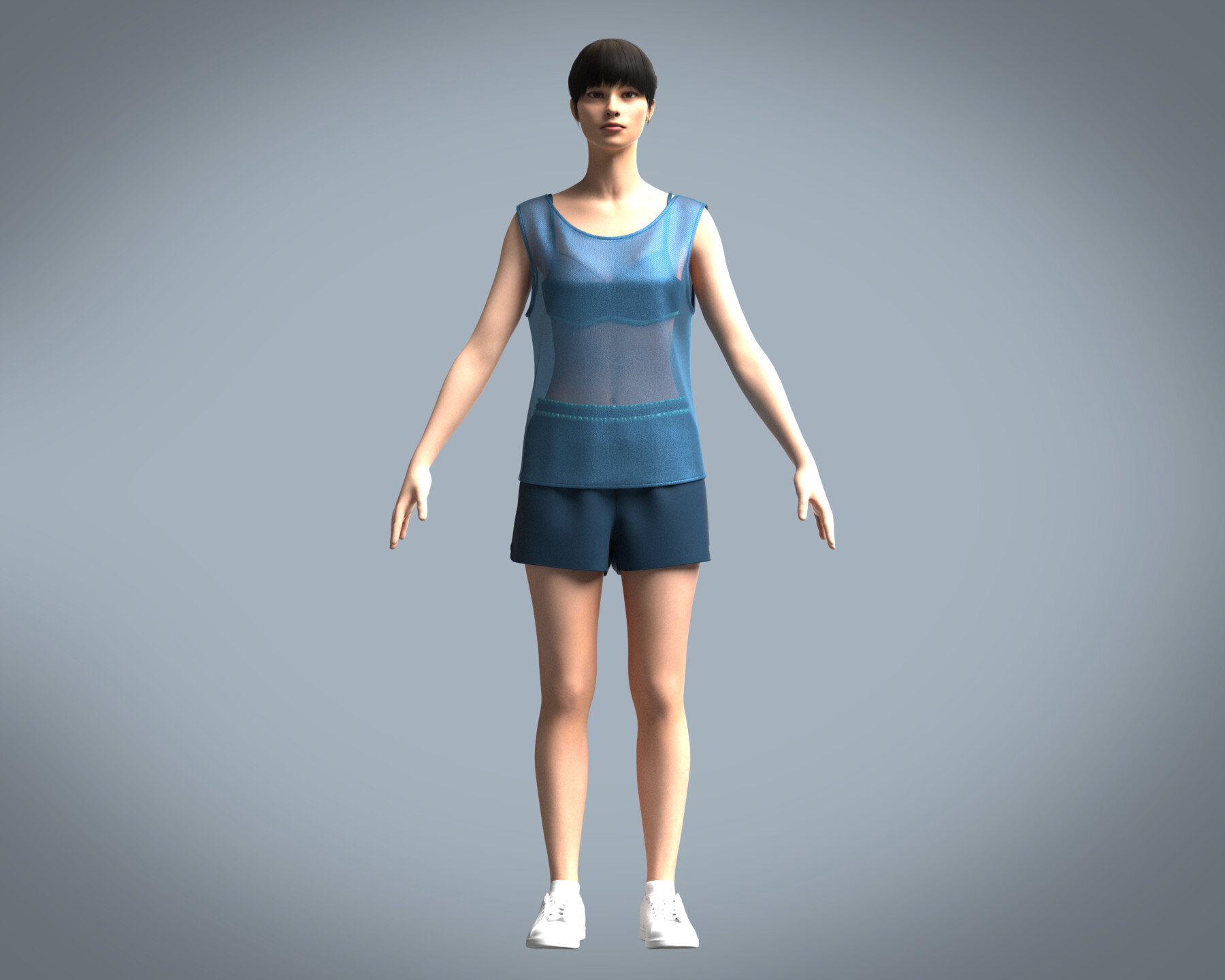 ArtStation - Mesh Gym Bra with Tank top and Short | Resources