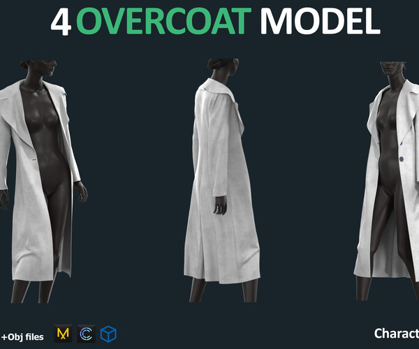 ArtStation - 4 OVERCOAT MODEL / Marvelous Designer / Clo3D + ZPRJ + OBJ ...