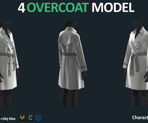 ArtStation - 4 OVERCOAT MODEL / Marvelous Designer / Clo3D + ZPRJ + OBJ ...