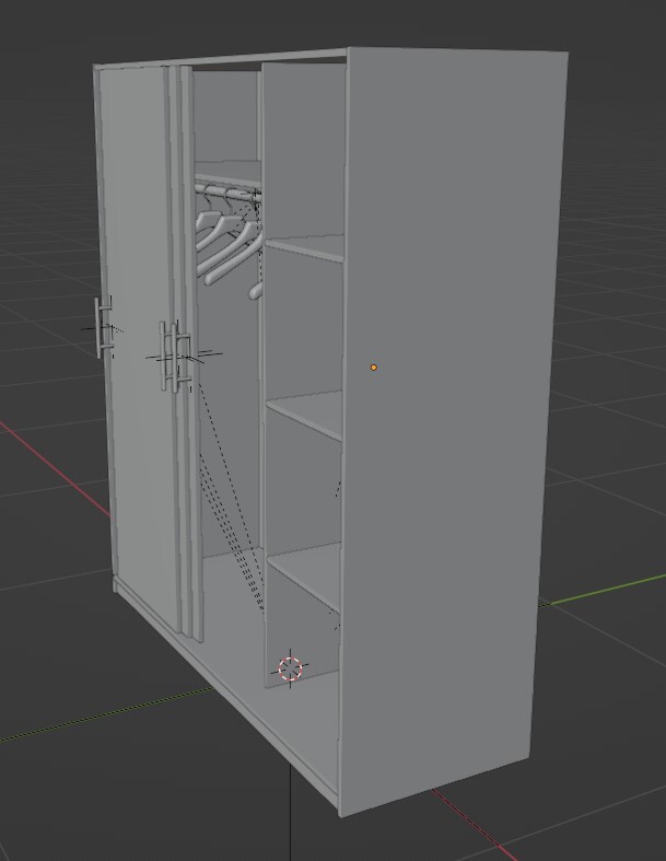ArtStation - Clothing Wardrobe with sliding doors | Resources