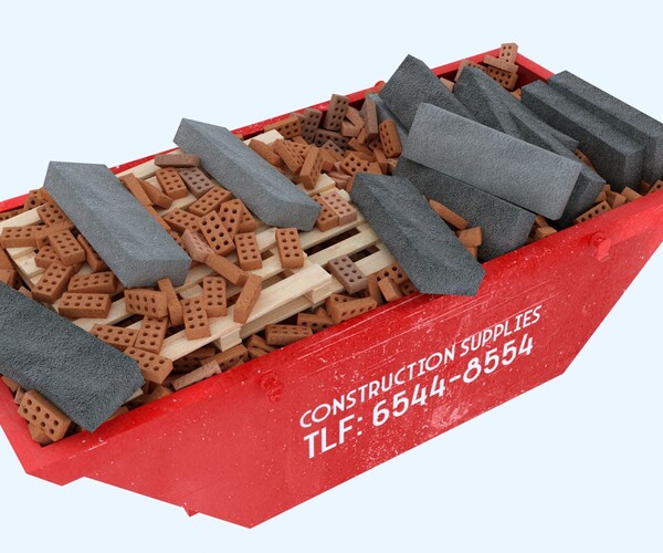 ArtStation - Industrial Container with concrete blocks and bricks ...