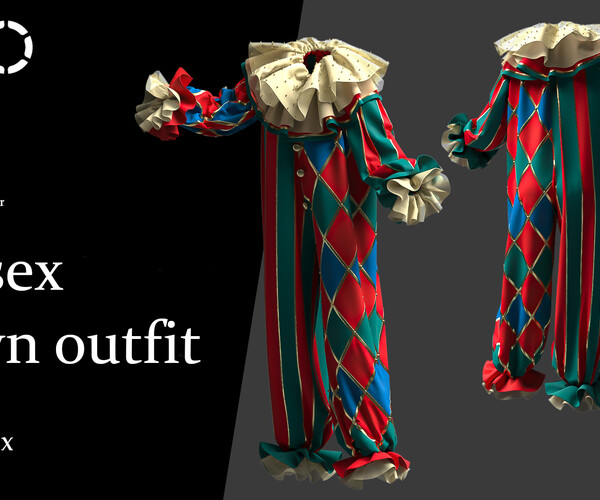 ArtStation - Unisex clown outfit / Marvelous Designer/Clo3D project ...
