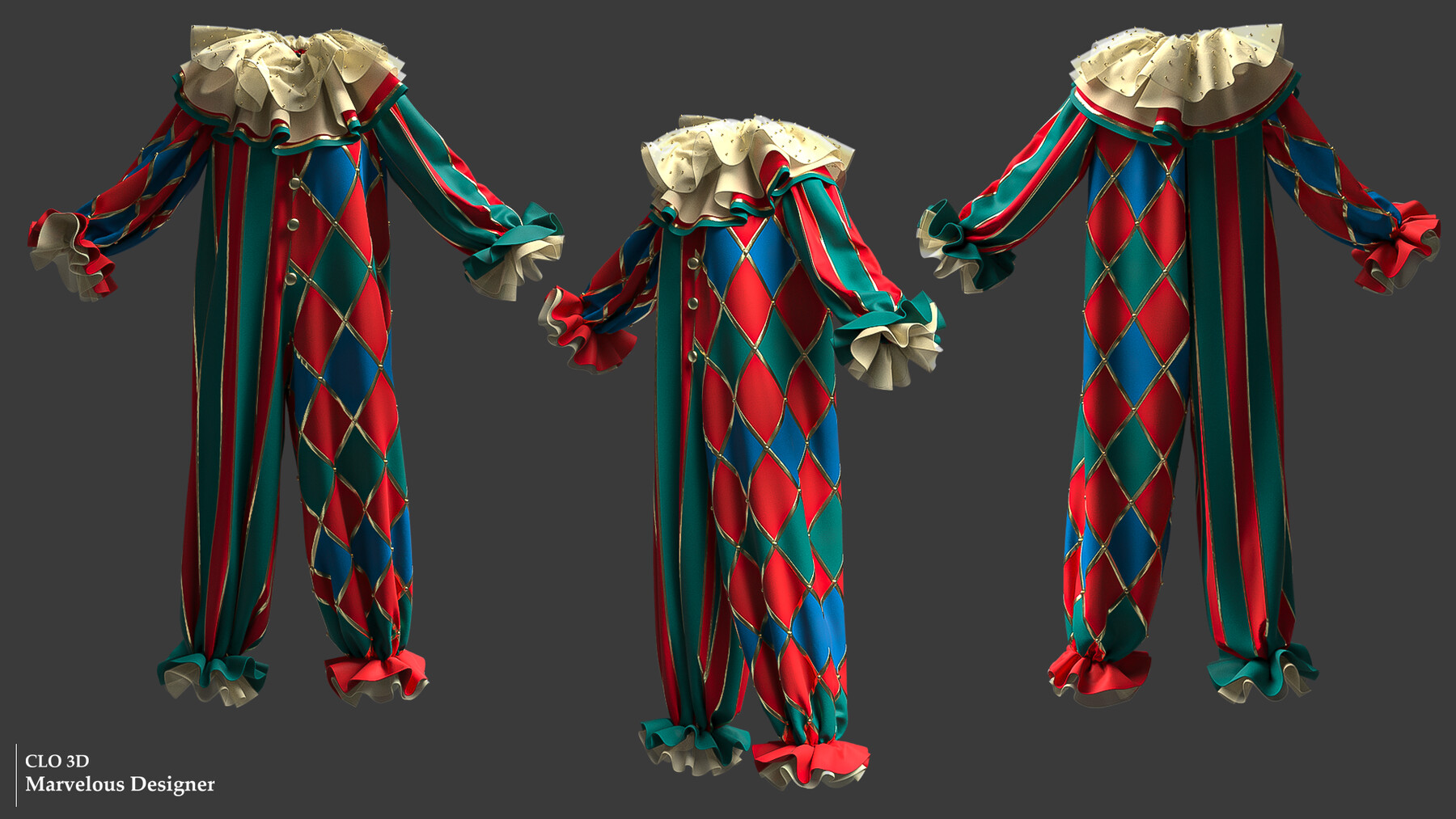 ArtStation - Unisex clown outfit / Marvelous Designer/Clo3D project ...