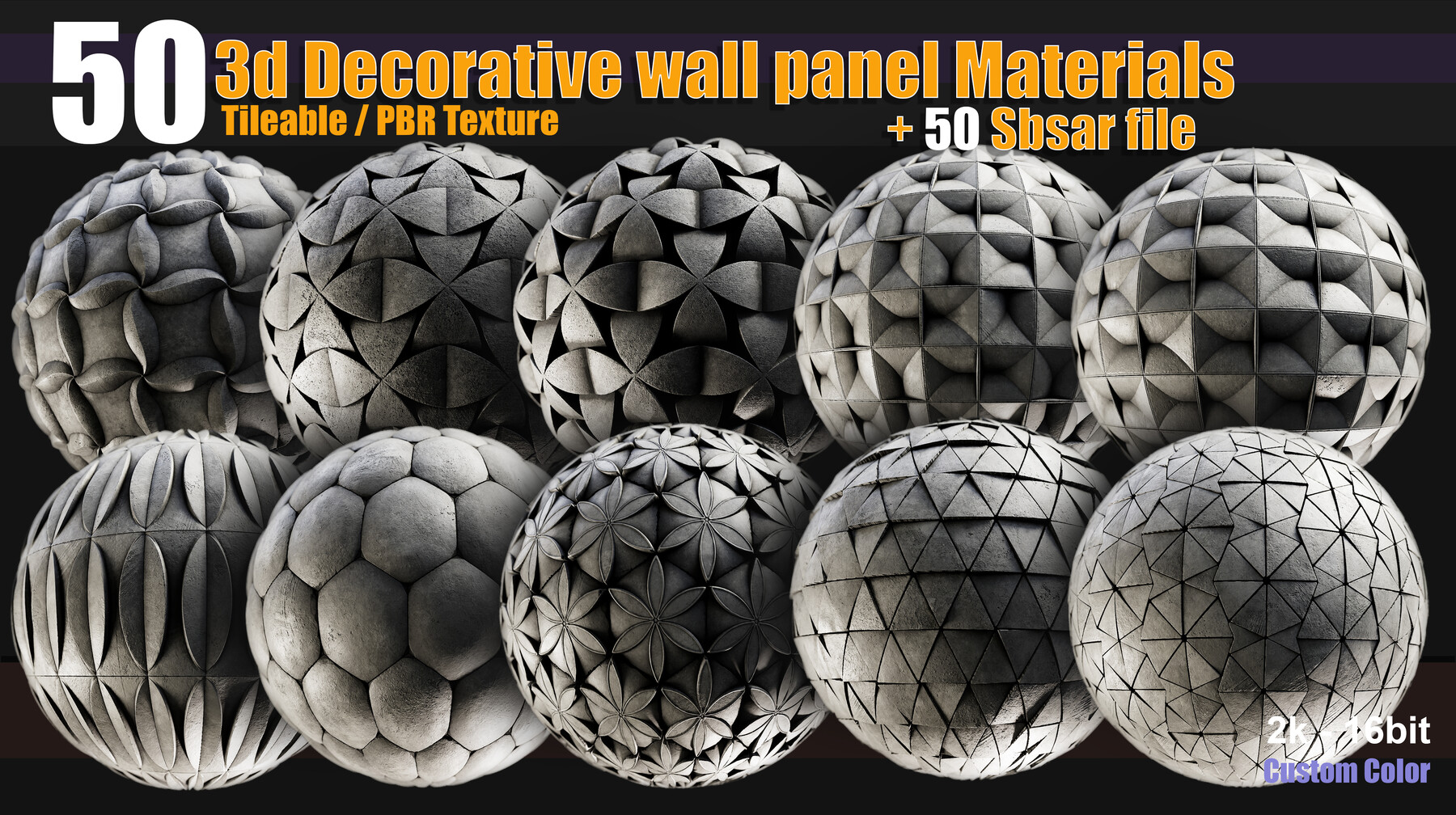 ArtStation - 50 3d Decorative wall panel materials | Resources