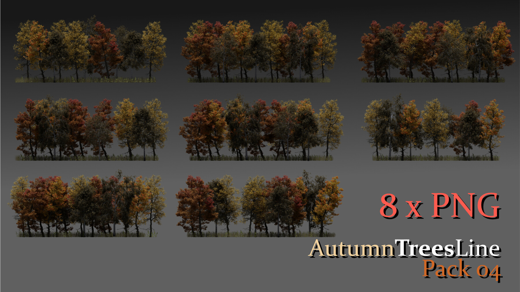 ArtStation - Autumn Trees Line, Trees Horizon, PNG, Cutout, Pack 04 ...