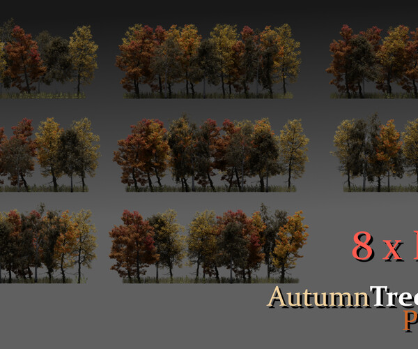 ArtStation - Autumn Trees Line, Trees Horizon, PNG, Cutout, Pack 04 ...