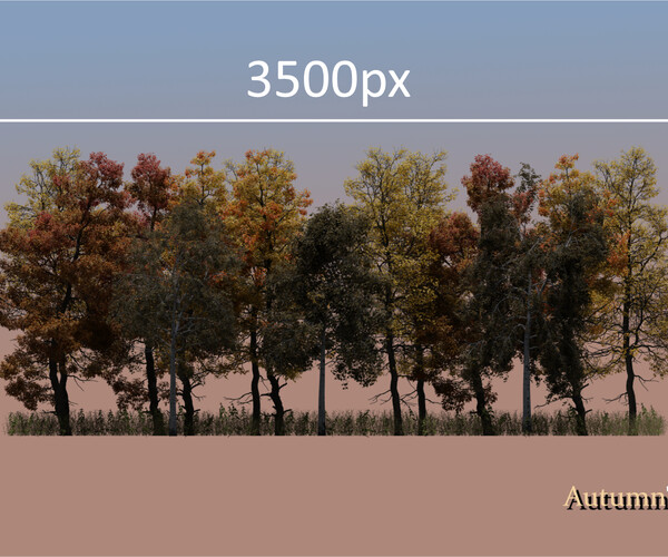 ArtStation - Autumn Trees Line, Trees Horizon, PNG, Cutout, Pack 04 ...
