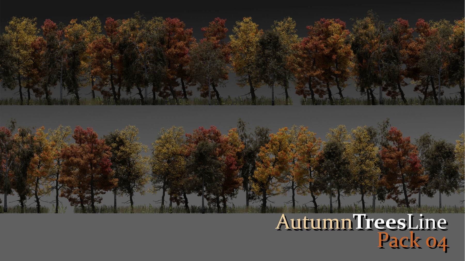 ArtStation - Autumn Trees Line, Trees Horizon, PNG, Cutout, Pack 04 | Resources