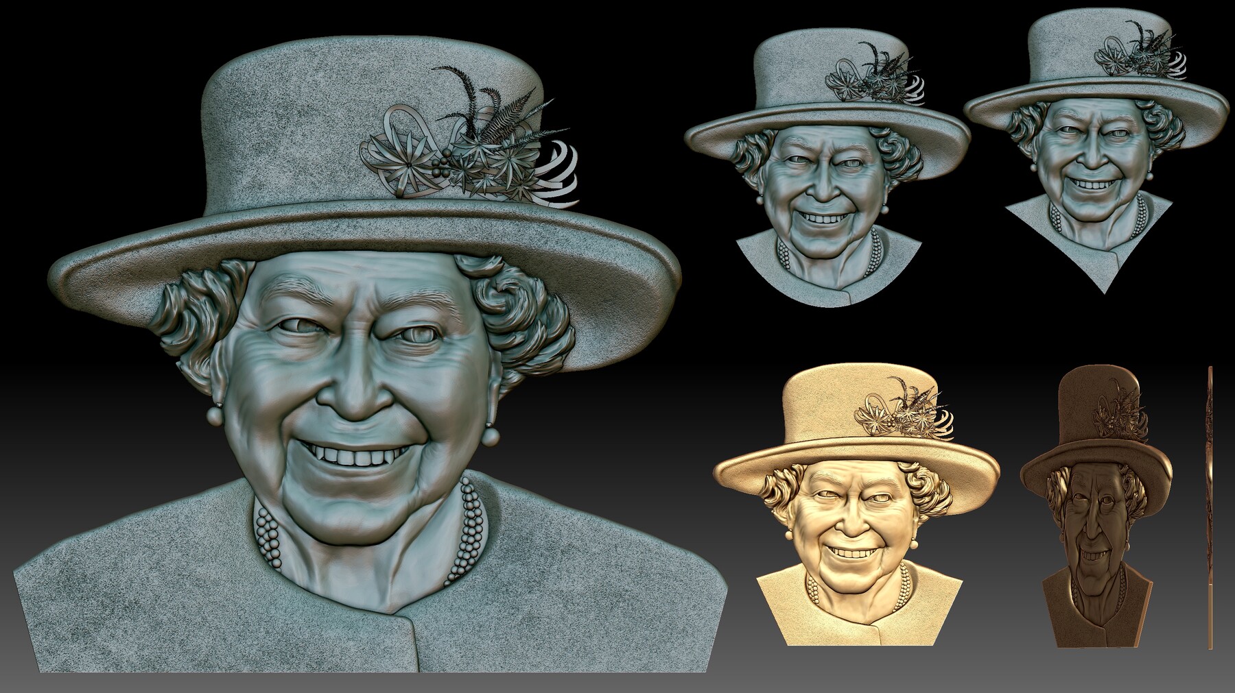 ArtStation - Queen Elizabeth portrait coin medal relief | Resources