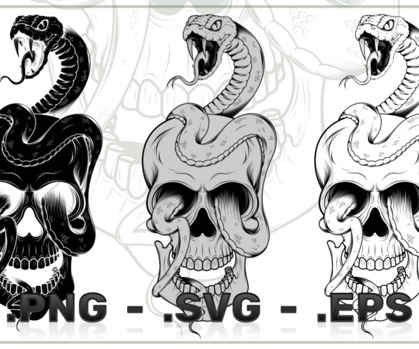 ArtStation - Skull With Snake Vector Design | Artworks