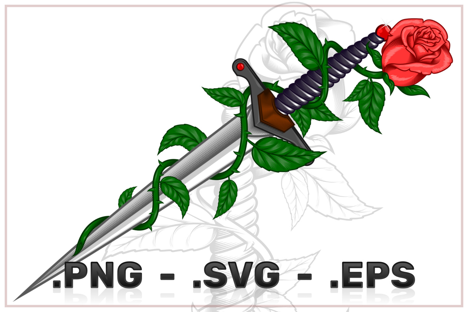 ArtStation - Vector Design Of Rose With Dagger | Artworks