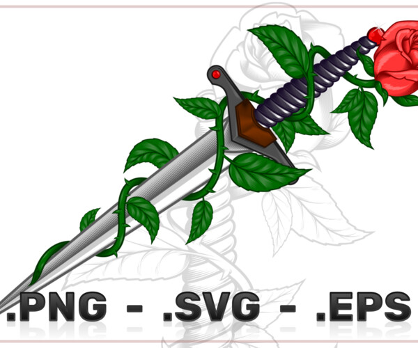 ArtStation - Vector Design Of Rose With Dagger | Artworks
