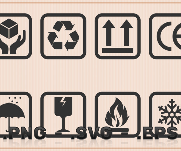 ArtStation - Vector Design Cardboard Box With Packaging Symbols | Artworks