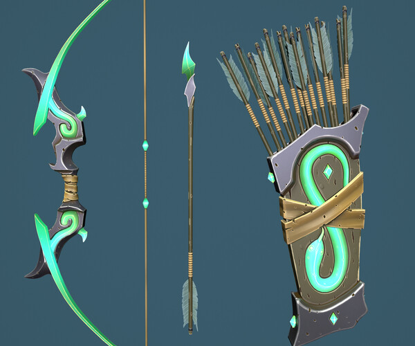 ArtStation - Snake bow and quiver | Game Assets