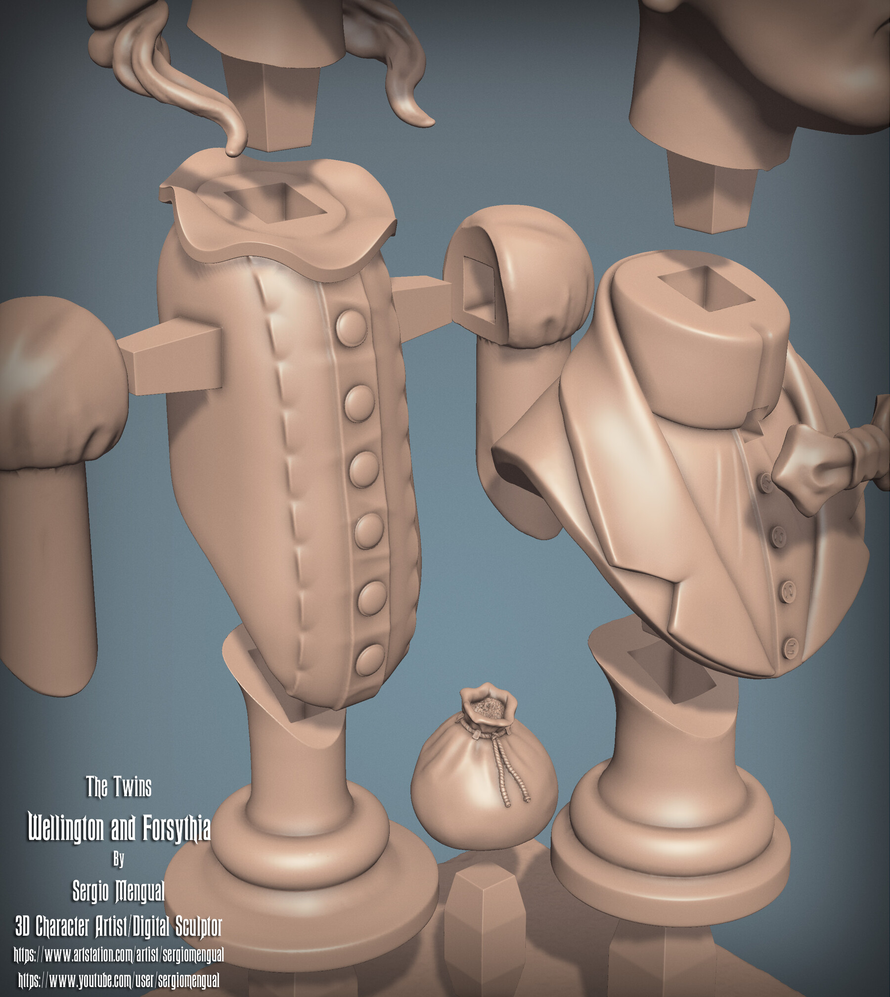 ArtStation - Haunted Mansion The Twins 3D Printable Busts | Resources