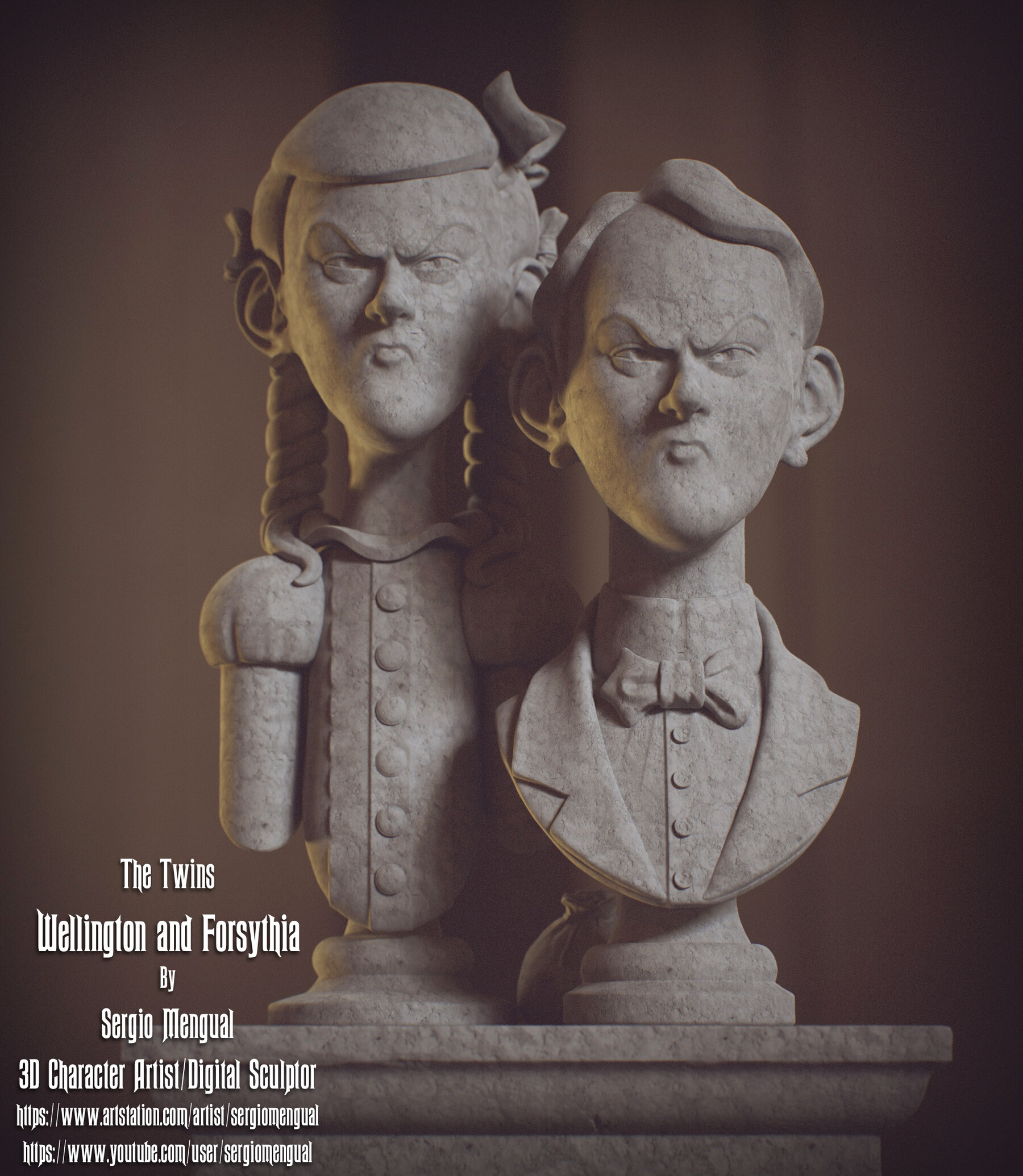 ArtStation - Haunted Mansion The Twins 3D Printable Busts | Resources