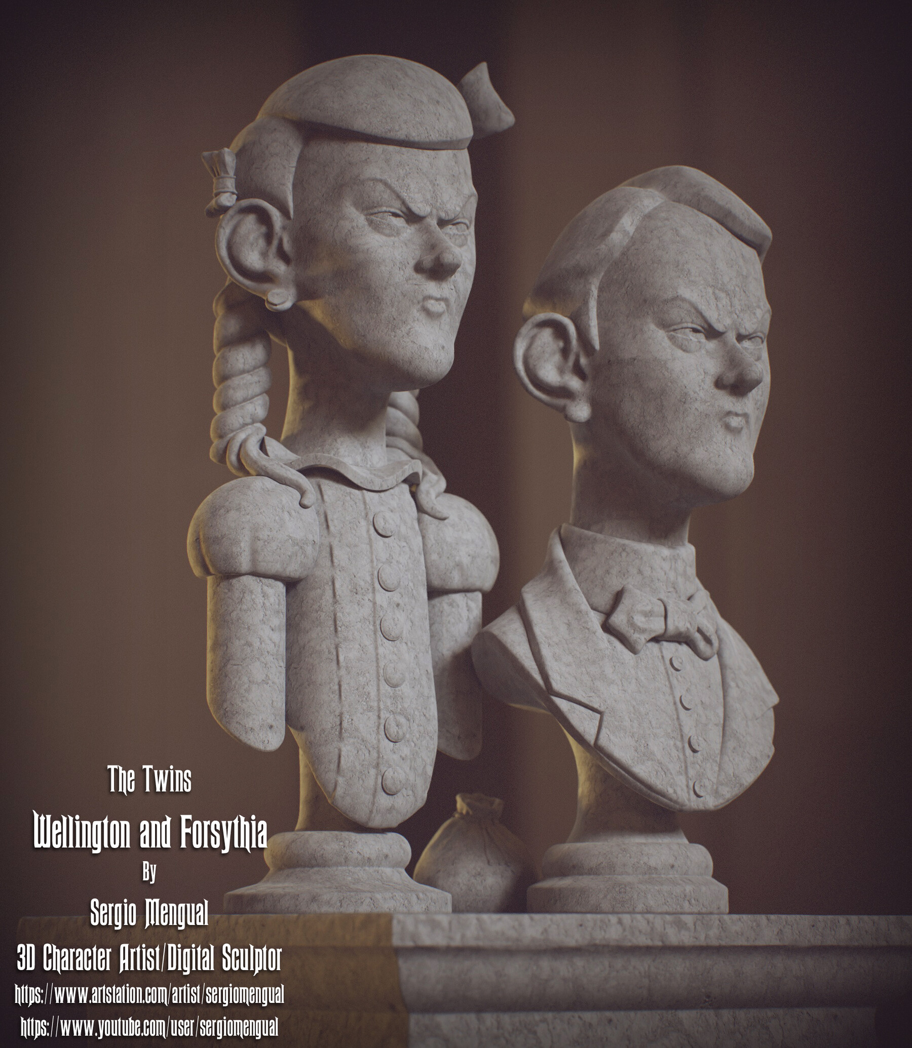 ArtStation - Haunted Mansion The Twins 3D Printable Busts | Resources