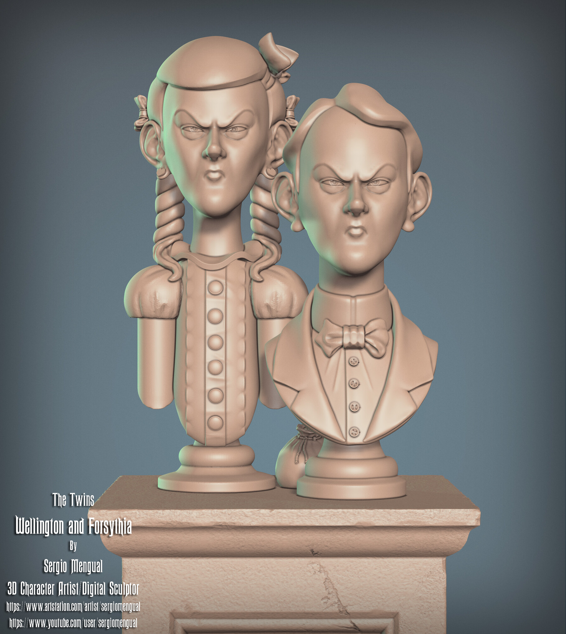 ArtStation - Haunted Mansion The Twins 3D Printable Busts | Resources